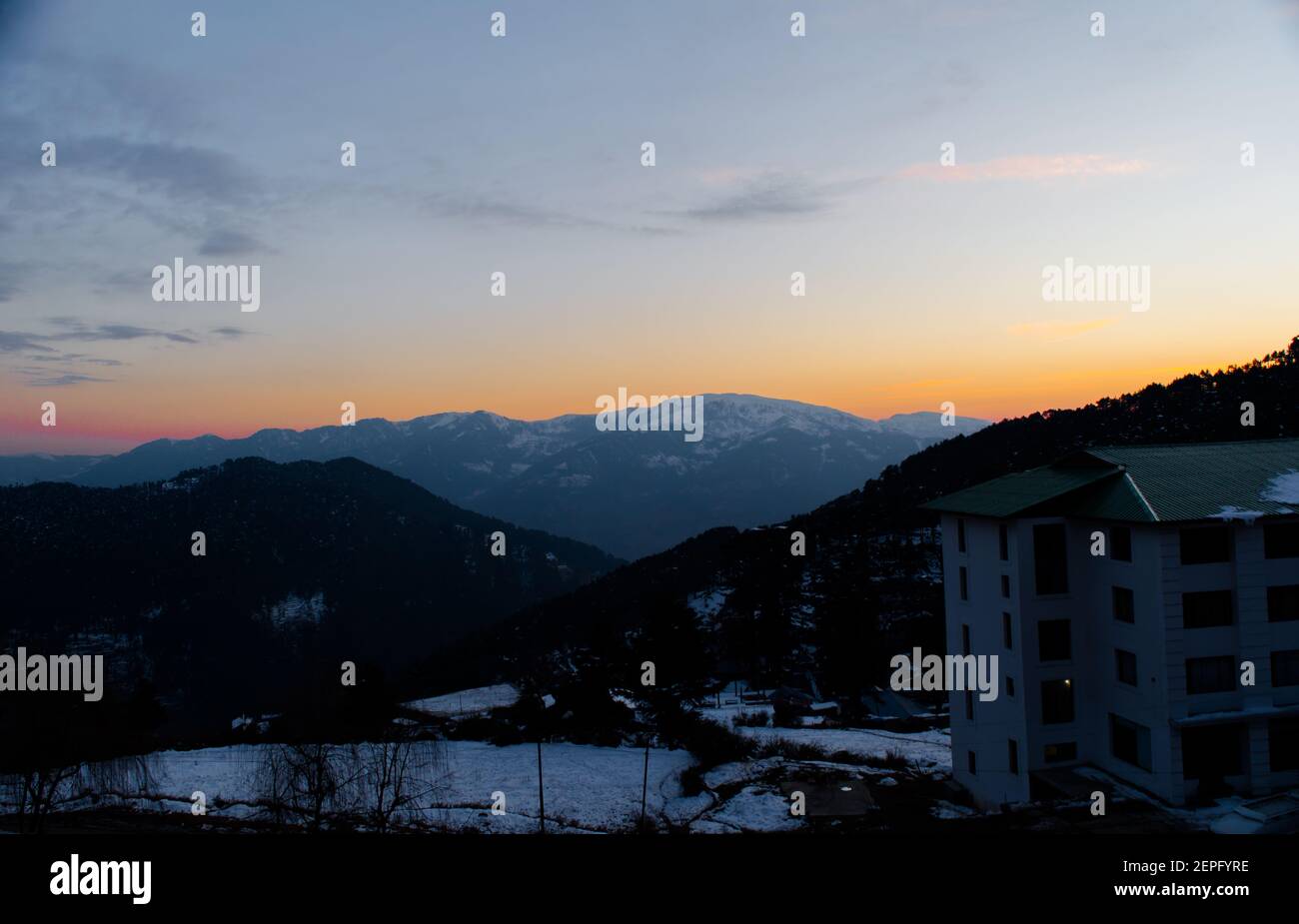 Patnitop a city of Jammu and its park covered with white snow, Winter ...