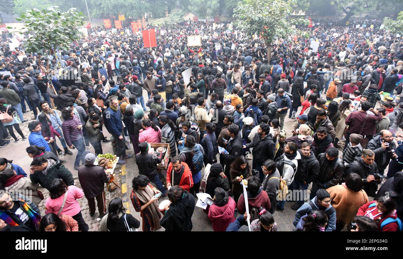 NEW DELHI, INDIA - DECEMBER 19: Protesters with posters and placards ...