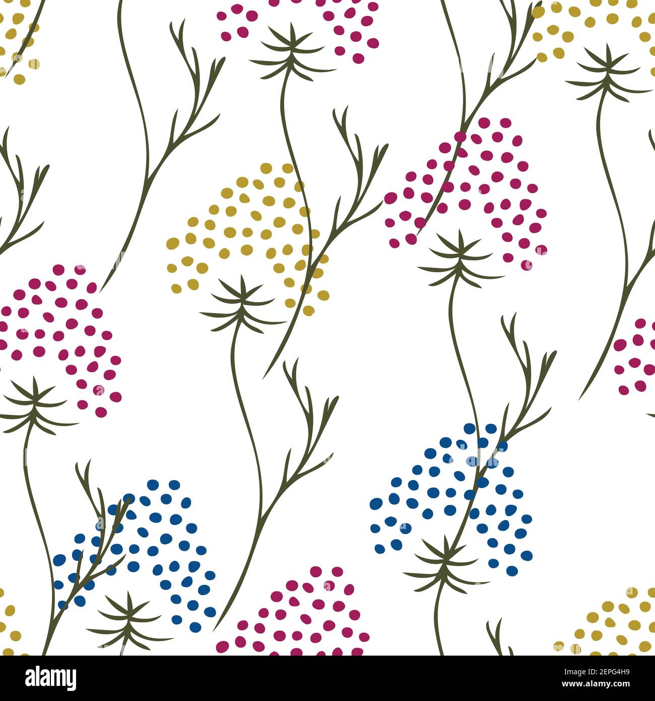 Seamless vector pattern with flowers with dots. Elegance simple ...