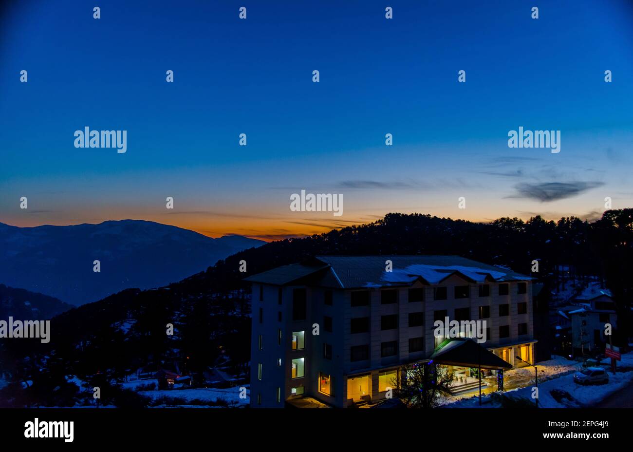 Patnitop a city of Jammu and its park covered with white snow, Winter ...