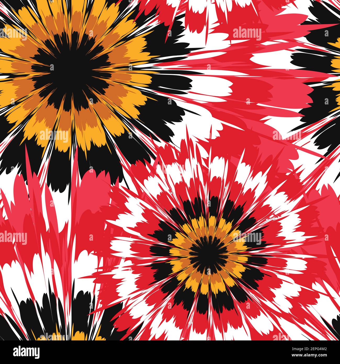 Seamless vector pattern with abstract pink flowers on white background ...