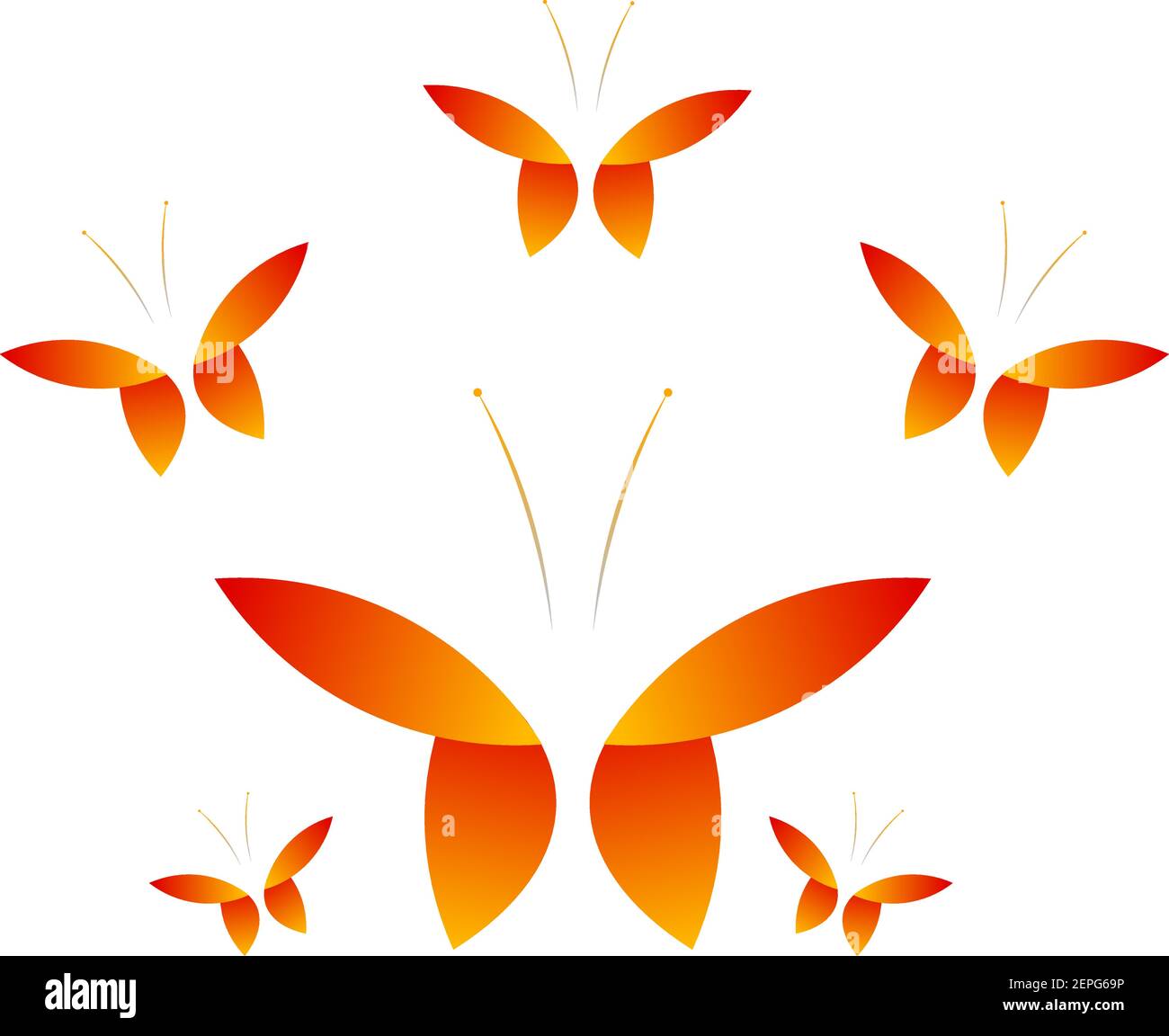 vector graphic: An attractive orange and red butterfly group that ...