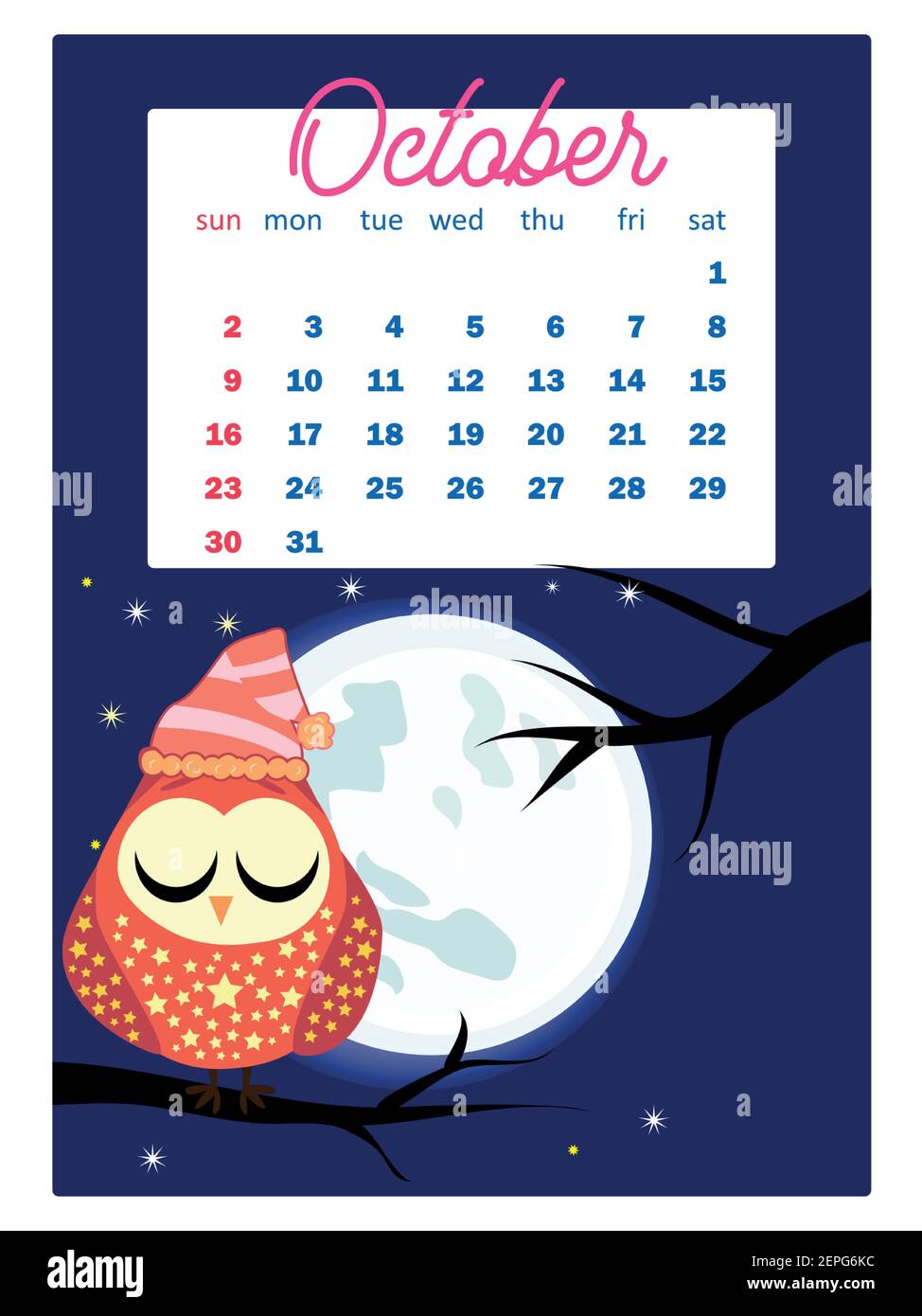 Calendar 2022. Cute owls and birds for every month. Wall vertical ...