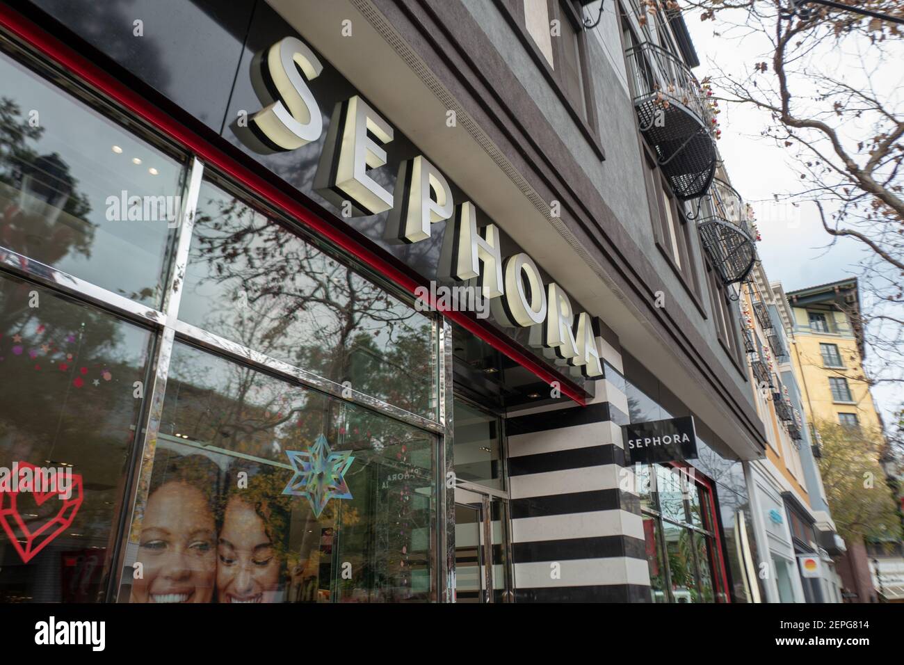 Facade of Sephora cosmetics store at the Santana Row shopping mall in ...