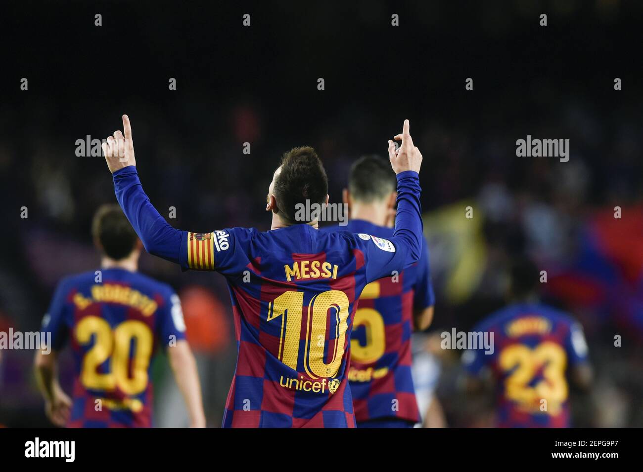Lionel Messi of FC Barcelona celebrates his goal during the match FC ...