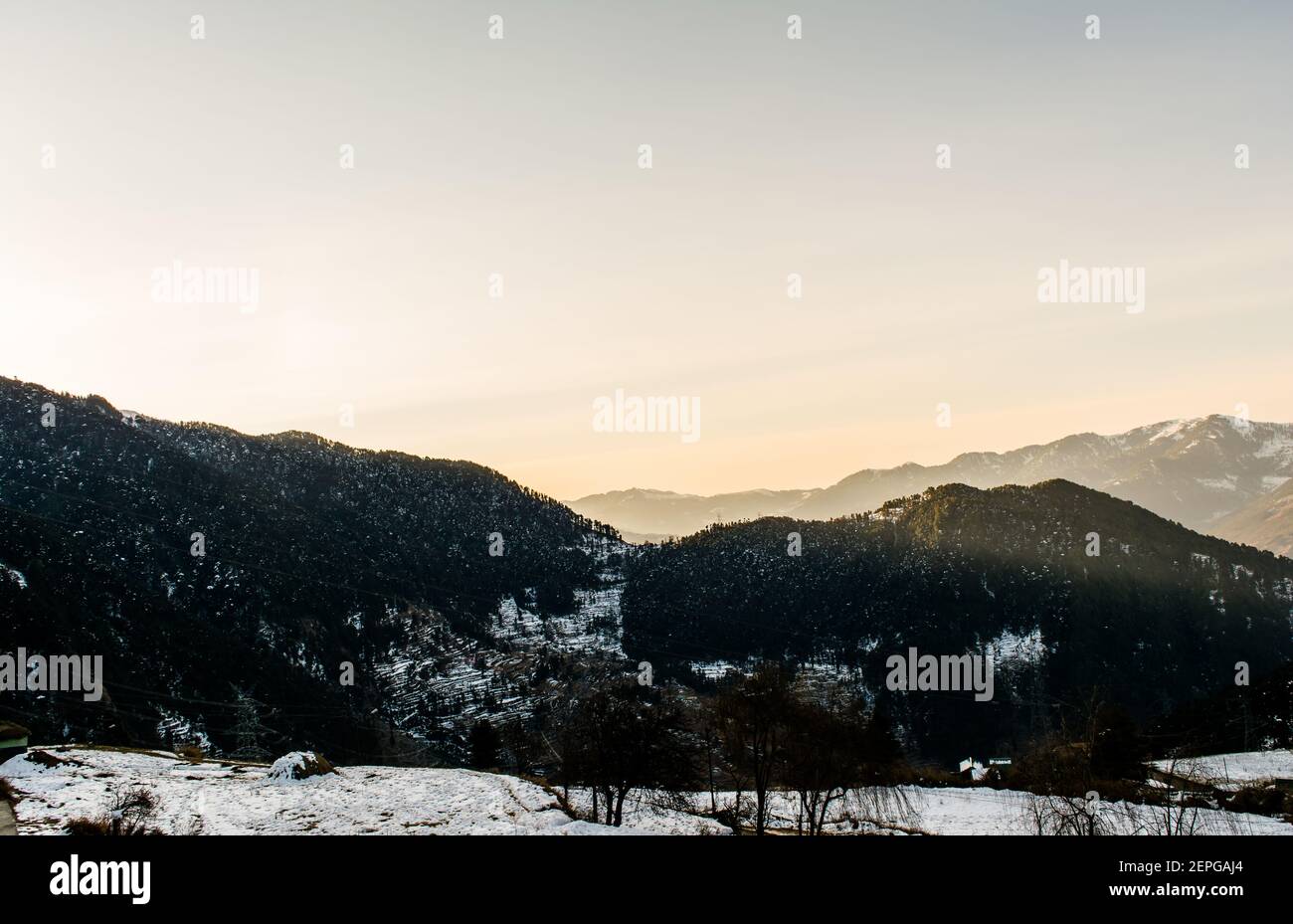 Patnitop a city of Jammu and its park covered with white snow, Winter ...