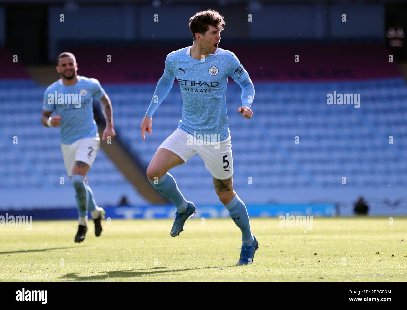Manchester City's John Stones celebrates scoring their side's second ...