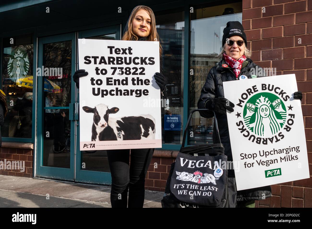 Animal rights activists protest the extra charge in plant-based milk ...