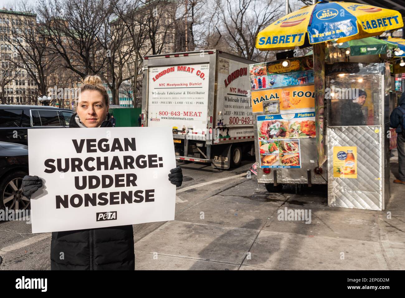 Animal rights activists protest the extra charge in plant-based milk ...