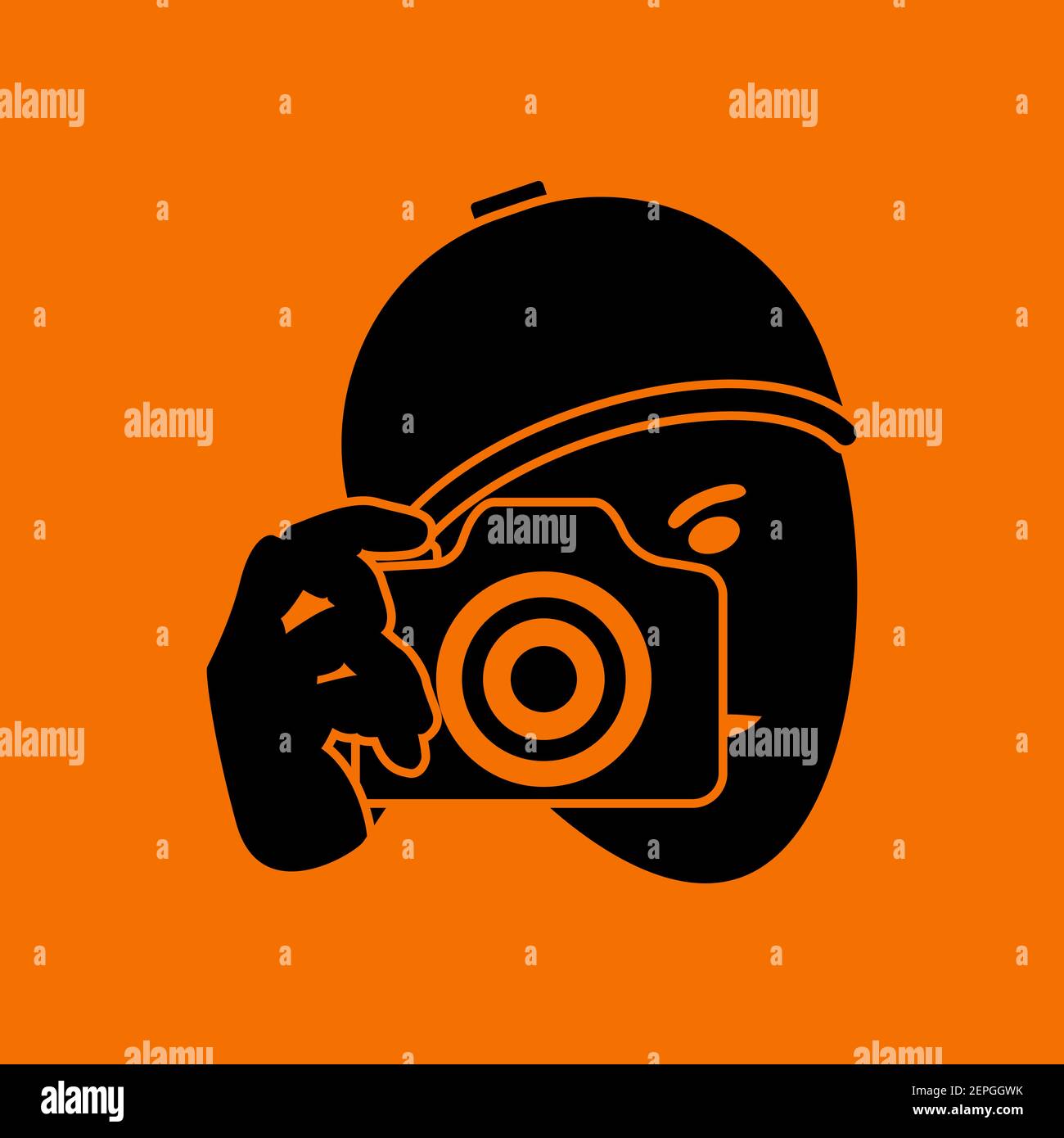 Detective With Camera Icon. Black on Orange Background. Vector ...