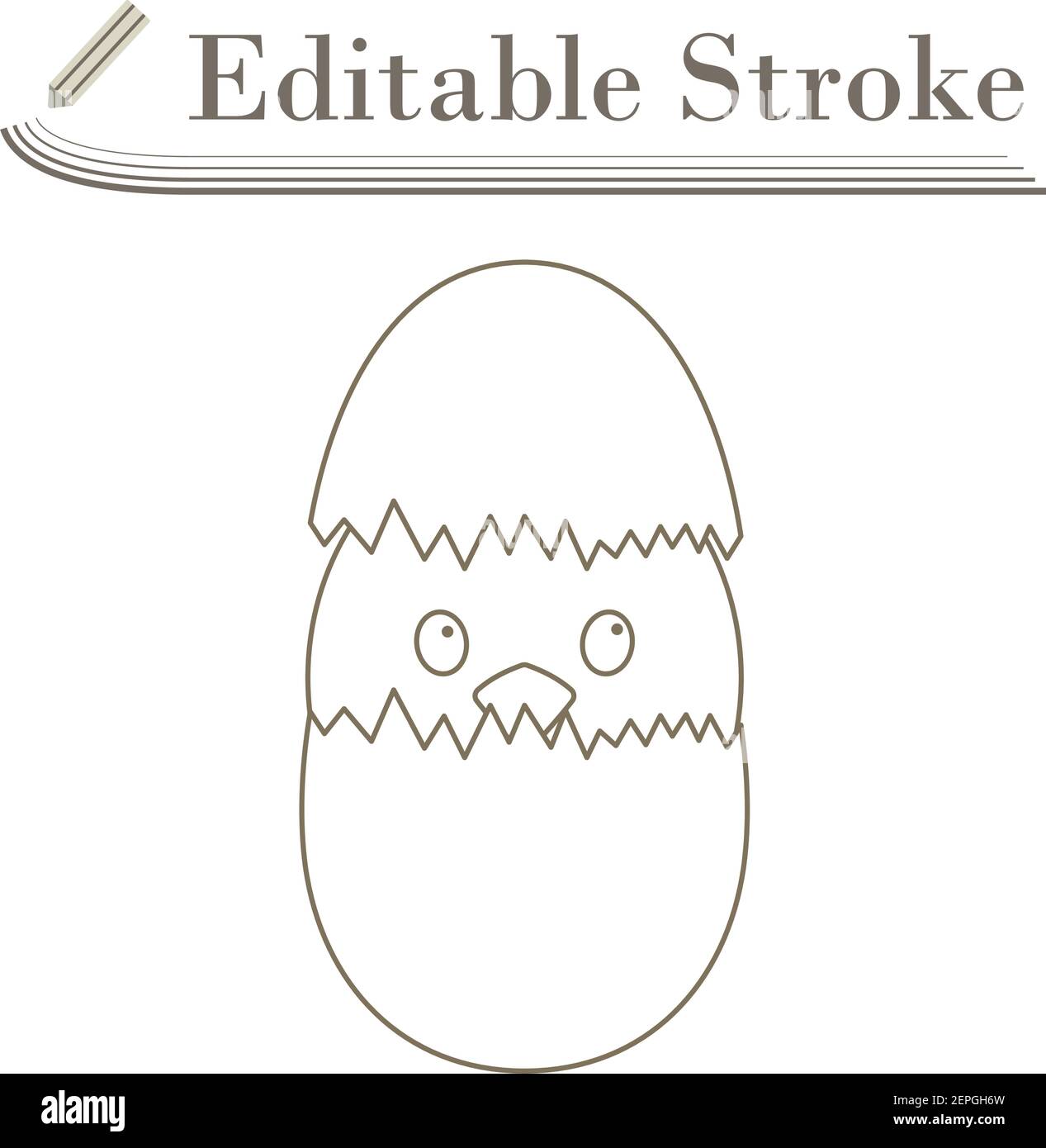 Easter Chicken In Egg Icon. Editable Stroke Simple Design. Vector ...