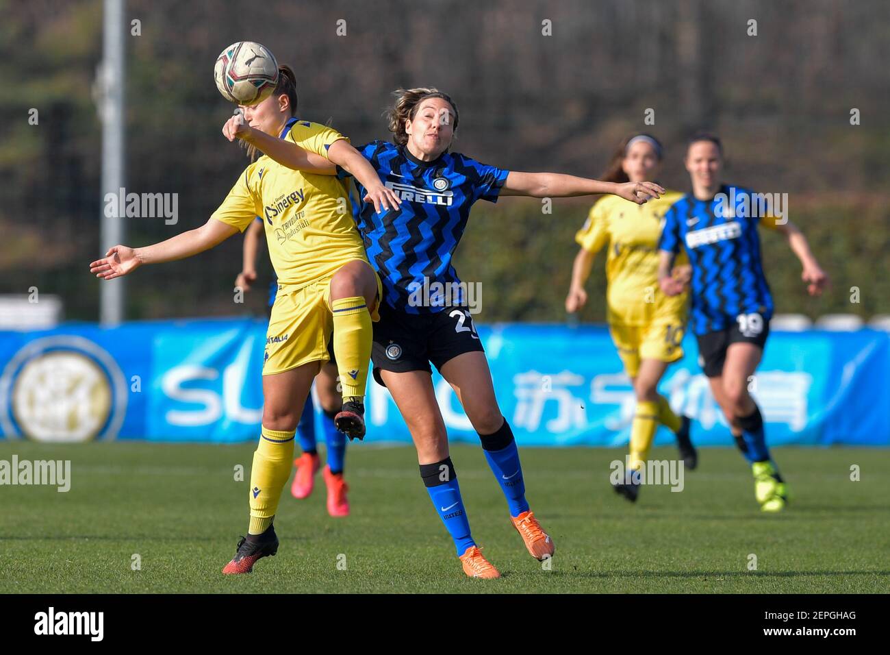 Milan, Italy. 27th Feb, 2021. Sofia Meneghini (#6 Hellas Verona) and ...