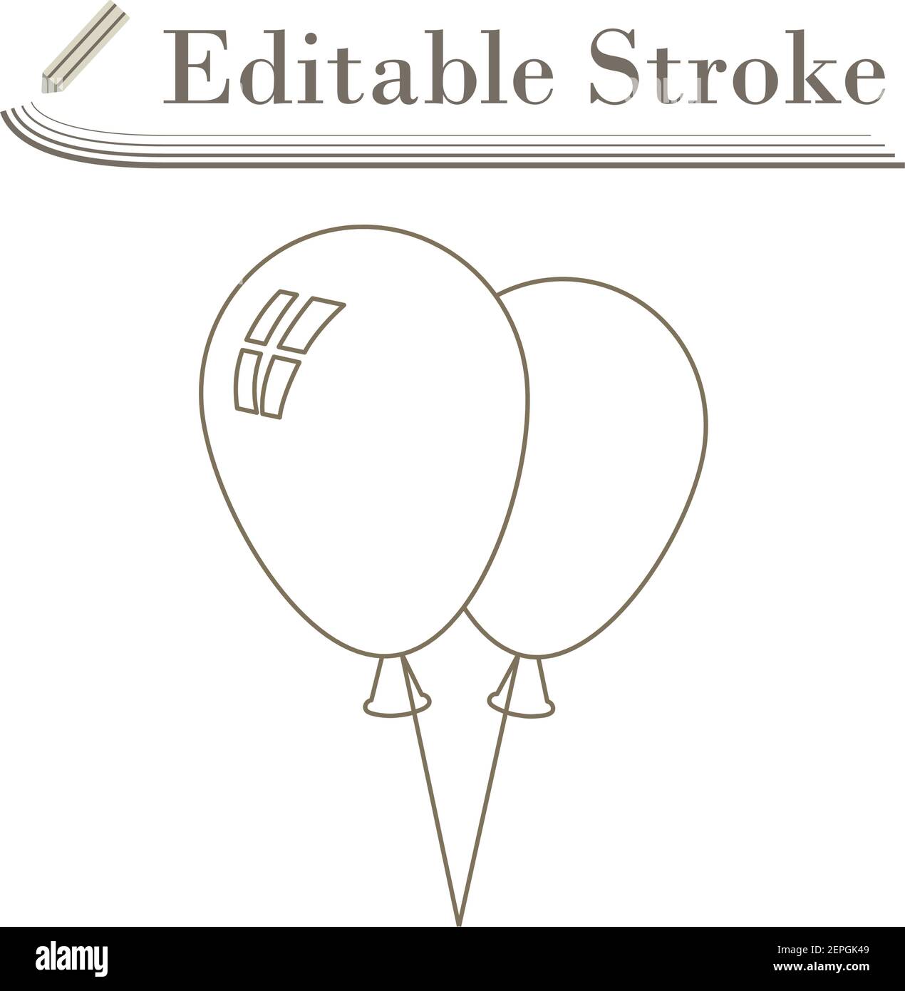 Two Balloons Icon. Editable Stroke Simple Design. Vector Illustration ...