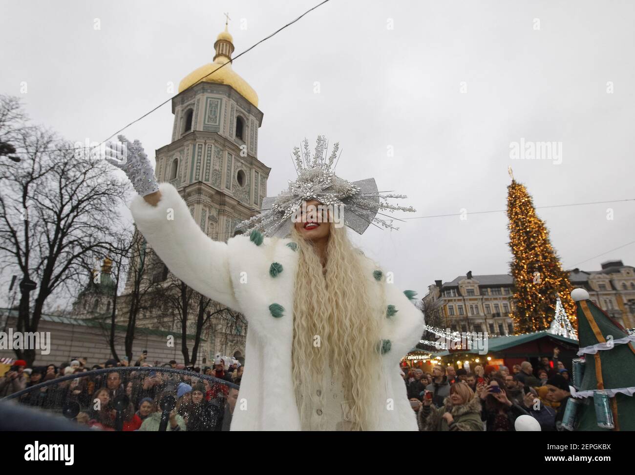 Participant dressed as a snow queen during the parade. Some five ...