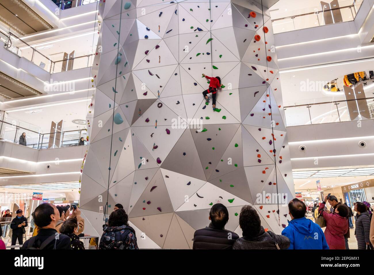 A young woman tries out the 55-meter-tall world's tallest indoor roket ...