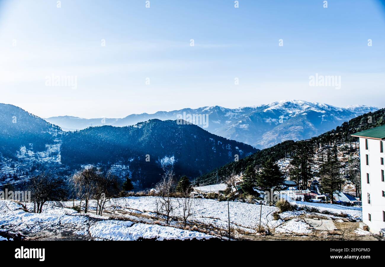 Patnitop a city of Jammu and its park covered with white snow, Winter ...