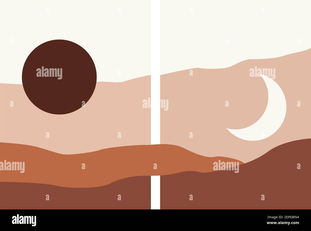 Illustration art of day and night. Opposites, positive and negative ...