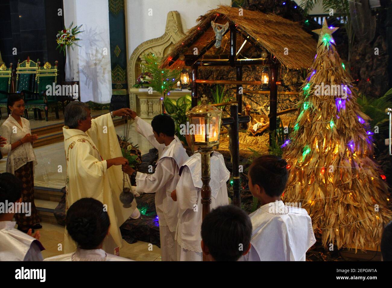 Javanese Catholic Christians perform a theatrical performance of the ...