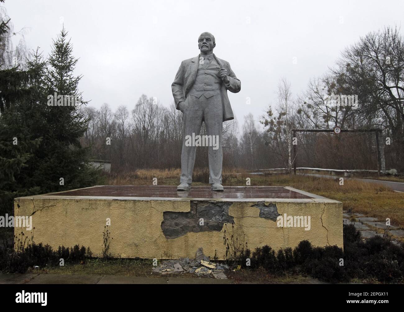 A monument of Soviet leader Vladimir Lenin is seen in the city of ...