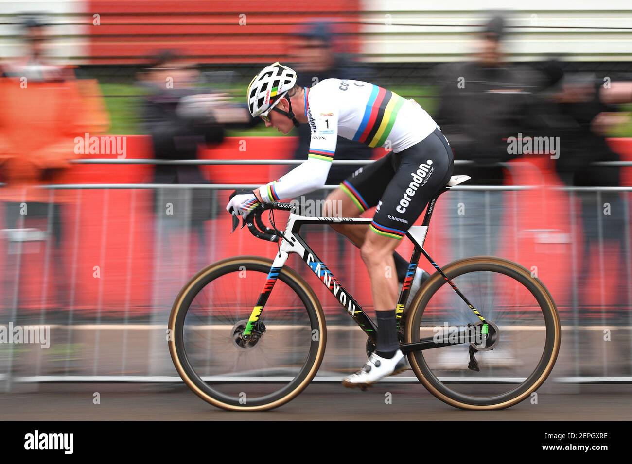 Dutch Mathieu Van Der Poel pictured in action during the men Elite race ...