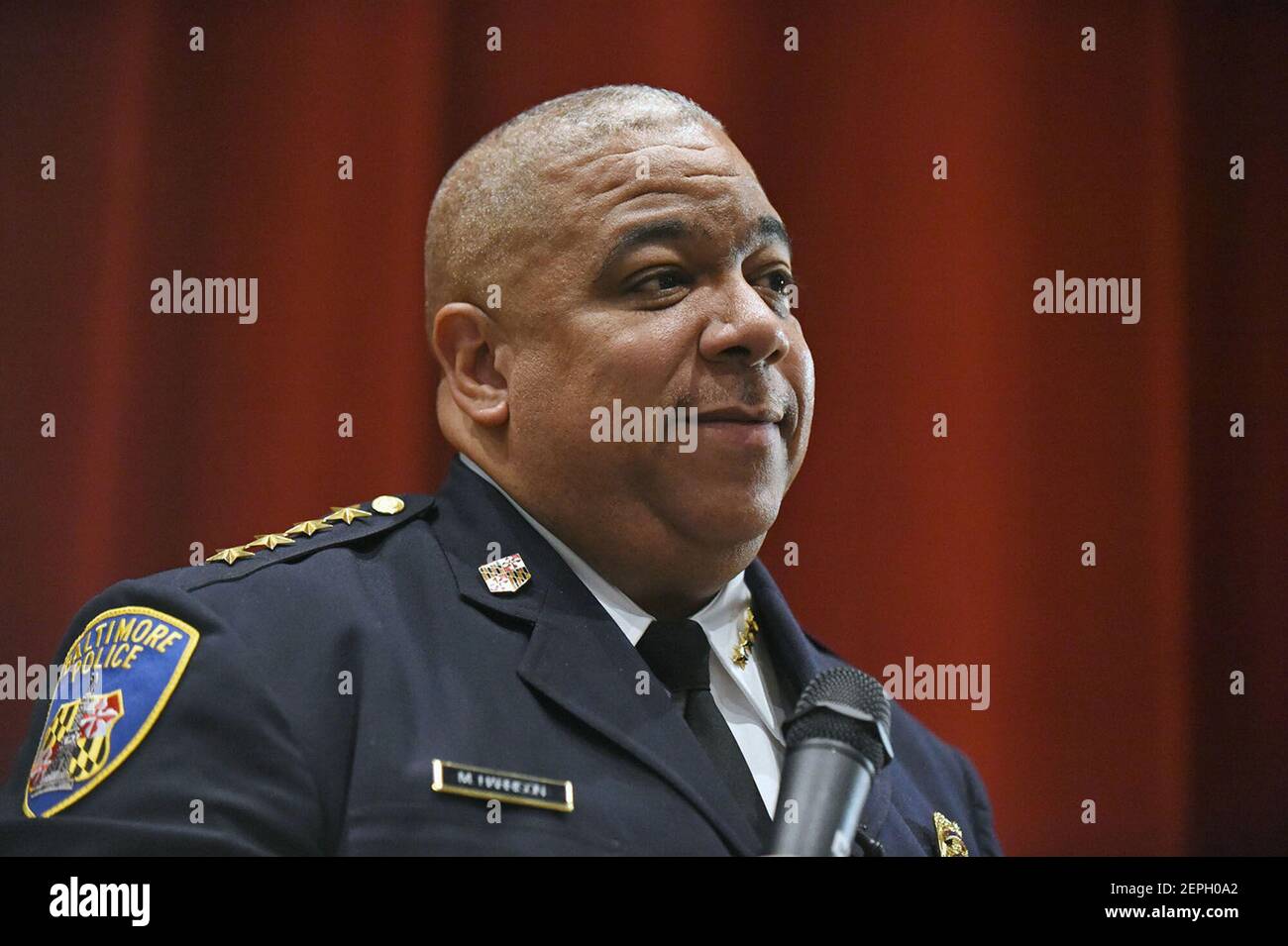Baltimore police commissioner Michael Harrison during a community ...