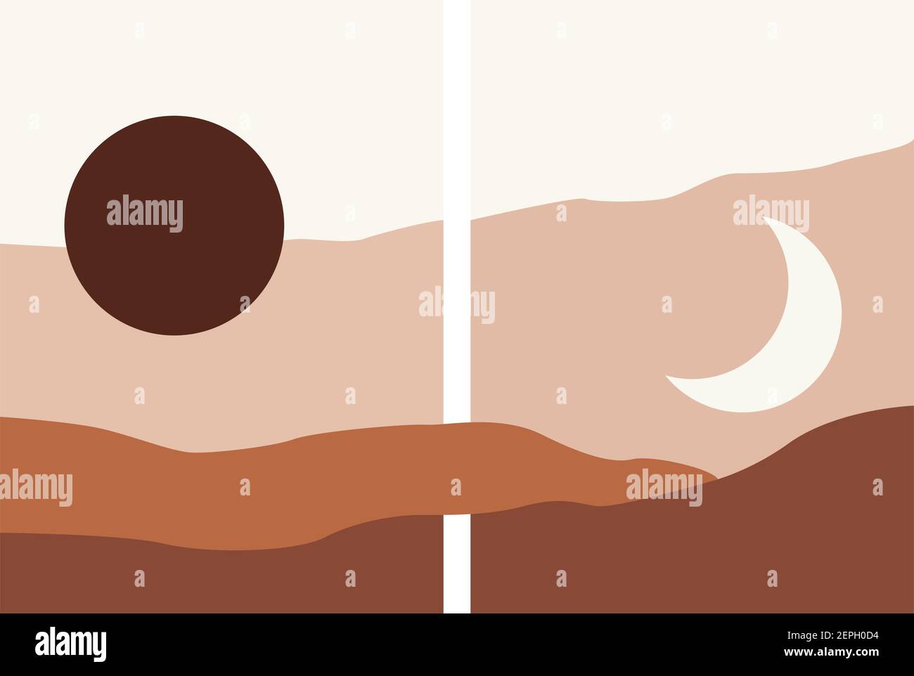 Illustration art of day and night. Opposites, positive and negative ...