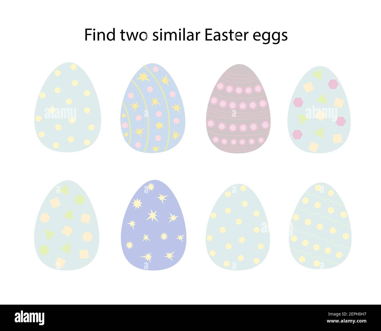 Find two similar Easter eggs educational activity for children, Easter ...