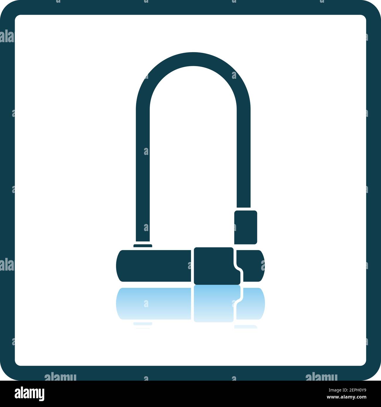 Bike Lock Icon. Square Shadow Reflection Design. Vector Illustration ...