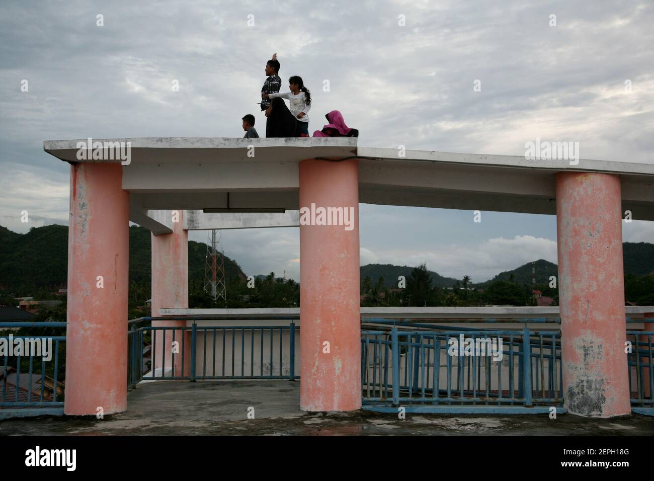 The tsunami disaster evacuation building in Beurami Village, Peukan ...