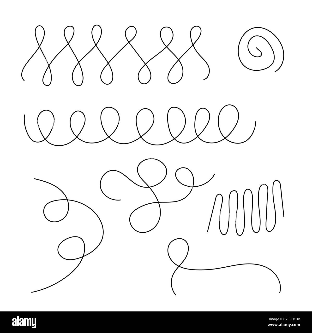 Abstract thin curly lines in random order simple hand drawn vector ...
