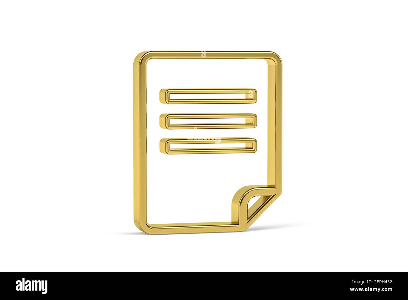 Golden 3d sheet icon isolated on white background - 3D render Stock ...