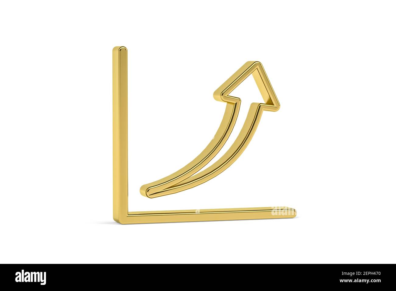 Golden 3d bar chart icon isolated on white background - 3D render Stock ...