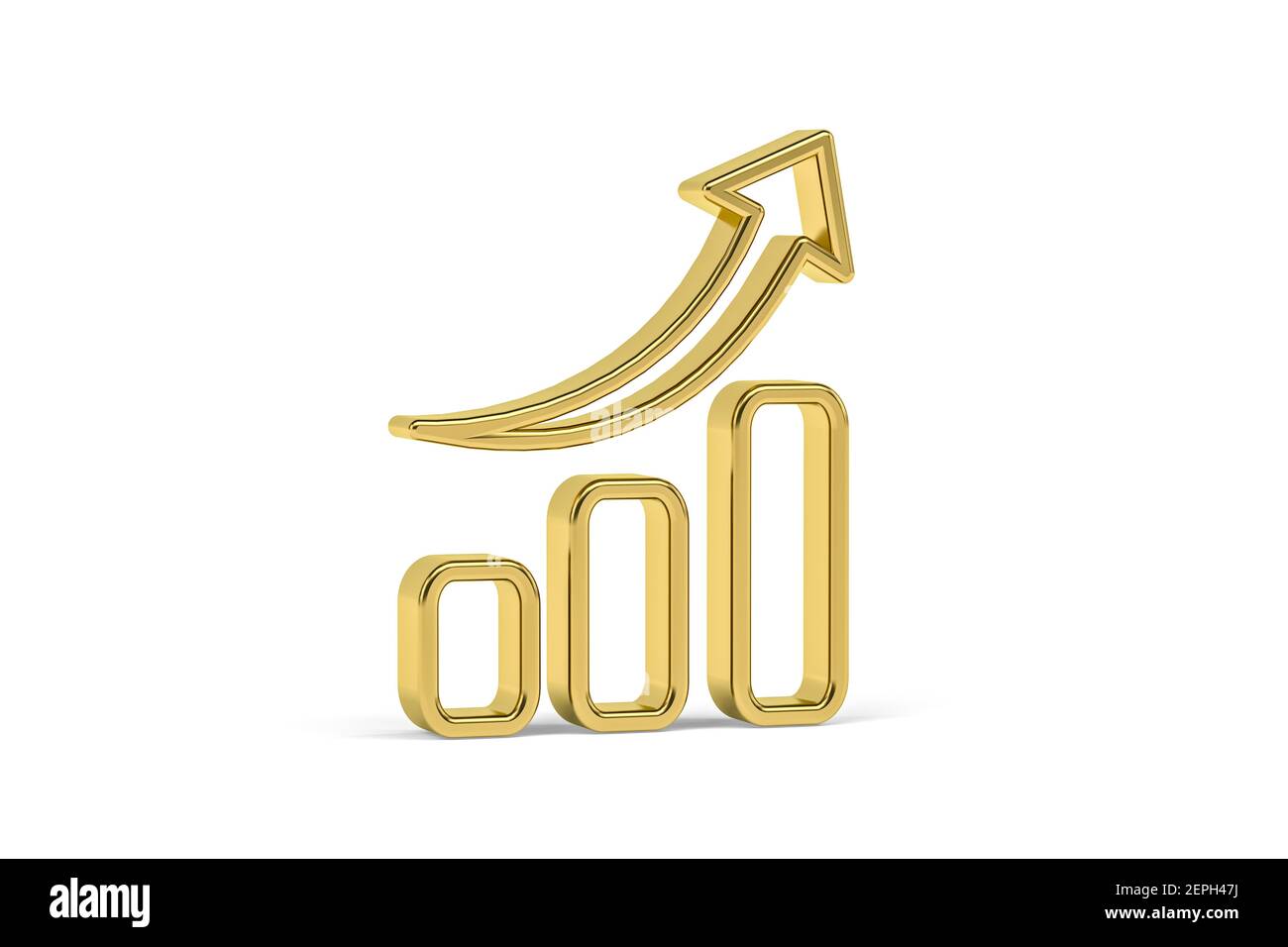 Golden 3d bar chart icon isolated on white background - 3D render Stock ...