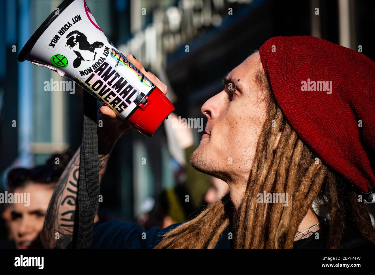 Animal rights activists protest the sale of fur in New York City on ...