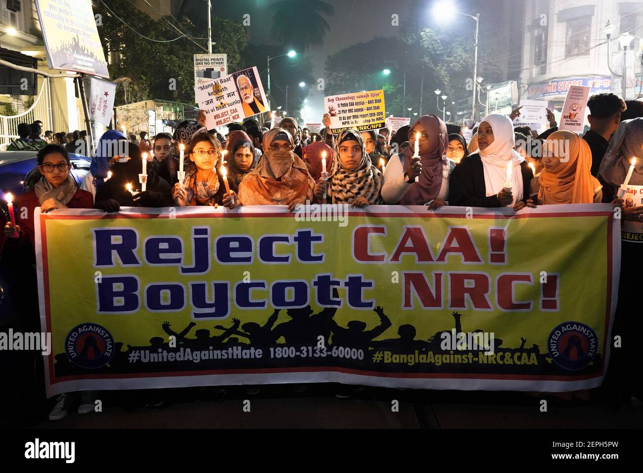 Civilians protest against NRC,NPR,CAA in a candlelight march in the ...