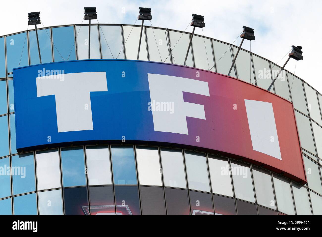 A general view of TF1 building, on February 26, 2020 in Boulogne ...