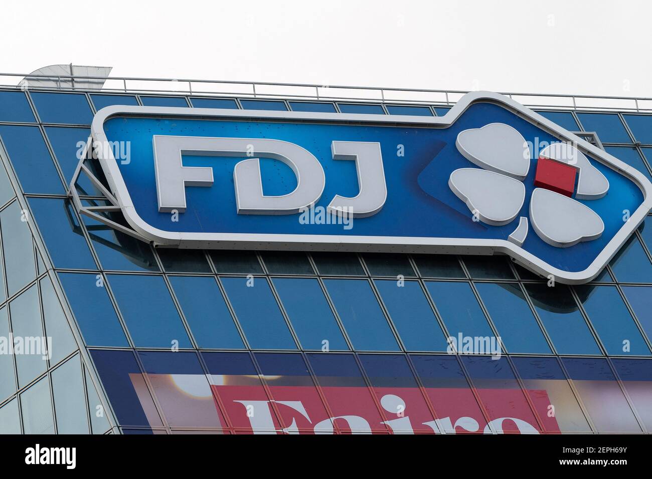 A general view of FDJ building ( Francaise des jeux ), on February 26 ...