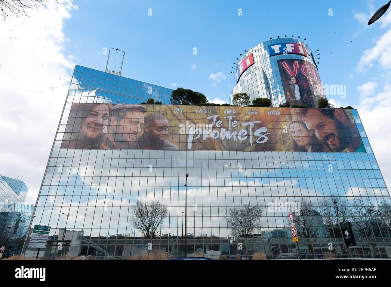 A general view of TF1 building, on February 26, 2020 in Boulogne ...