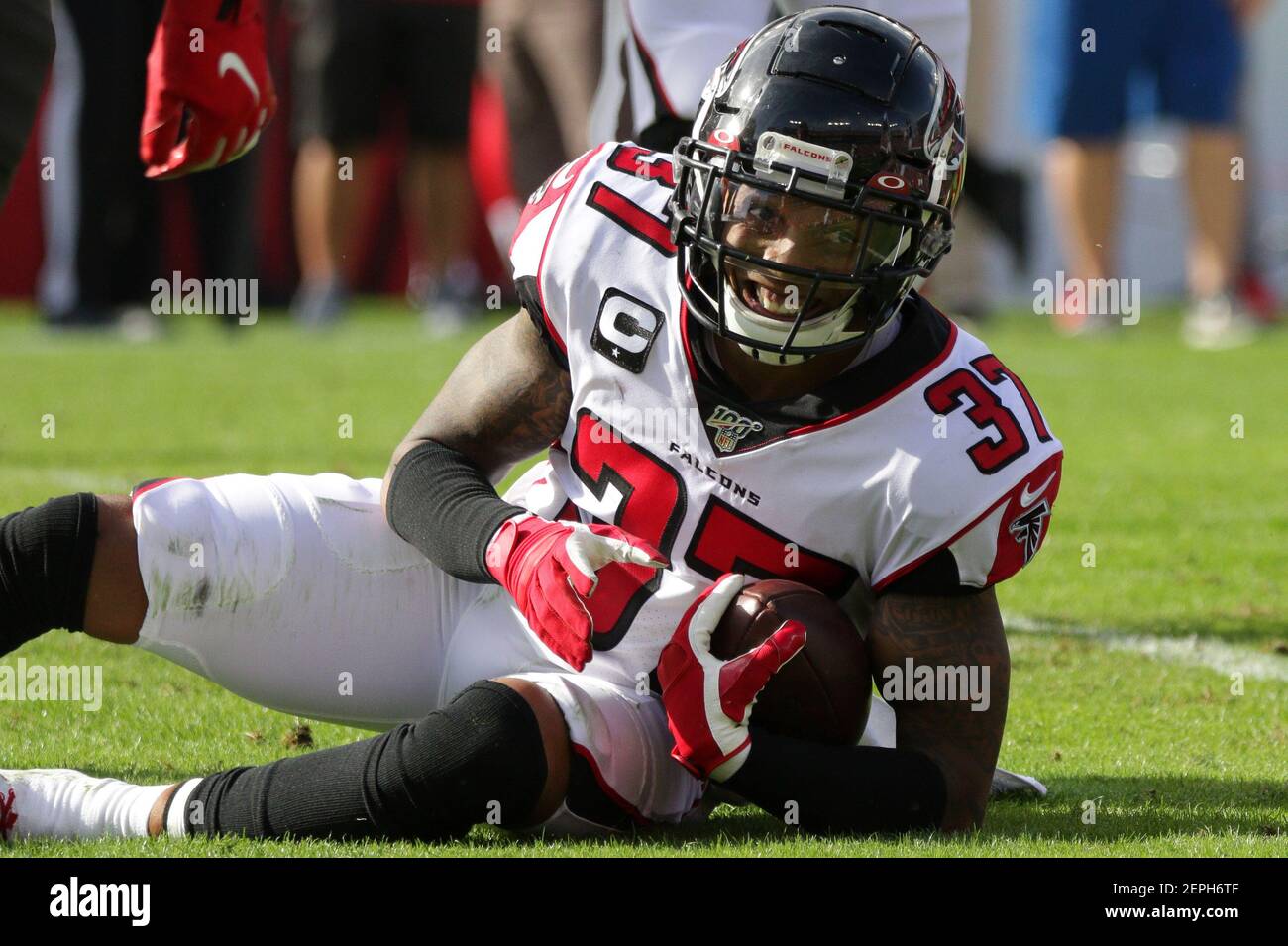 December 29, 2019: Atlanta Falcons safety Ricardo Allen (37) reacts ...