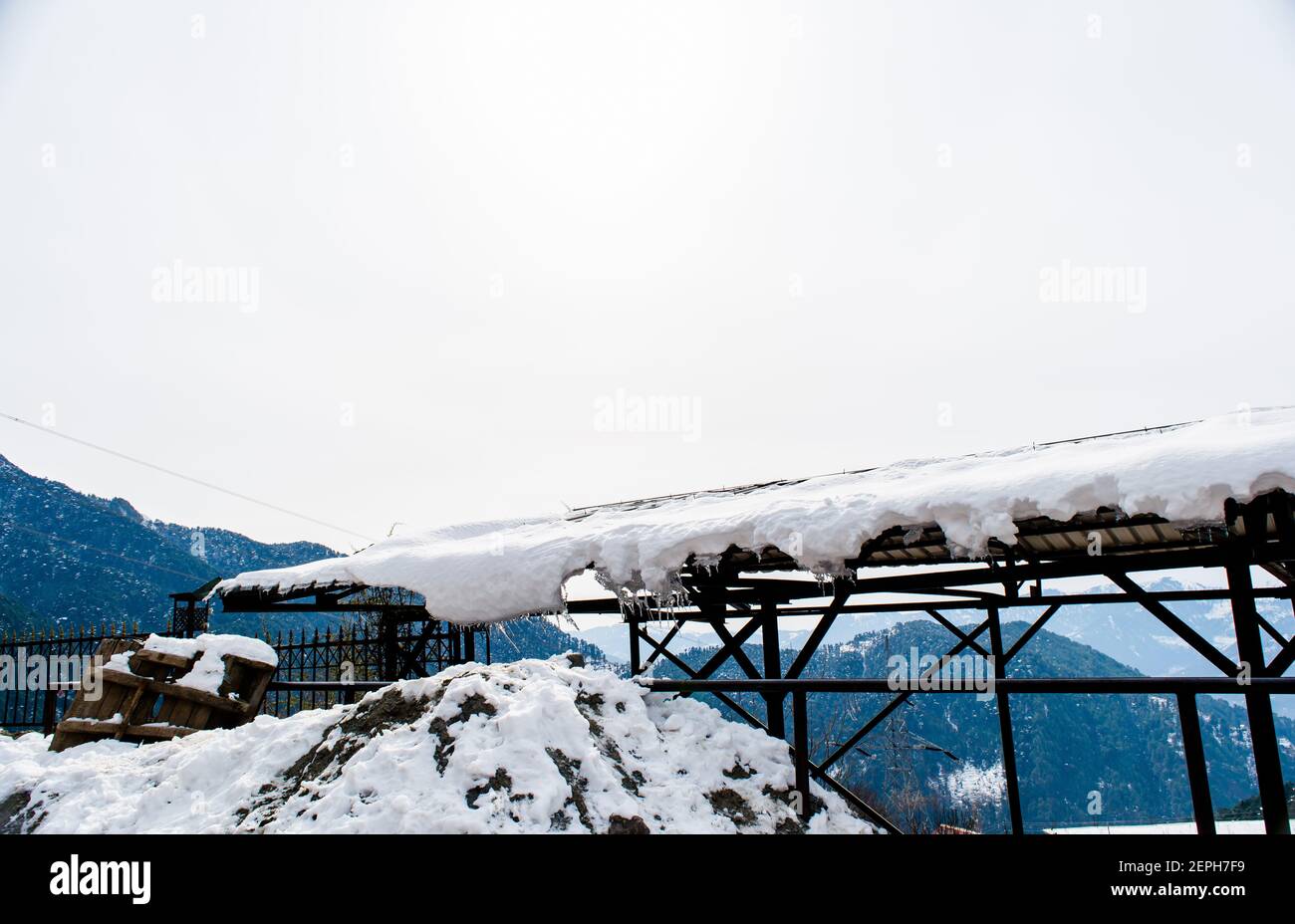 Patnitop a city of Jammu and its park covered with white snow, Winter ...