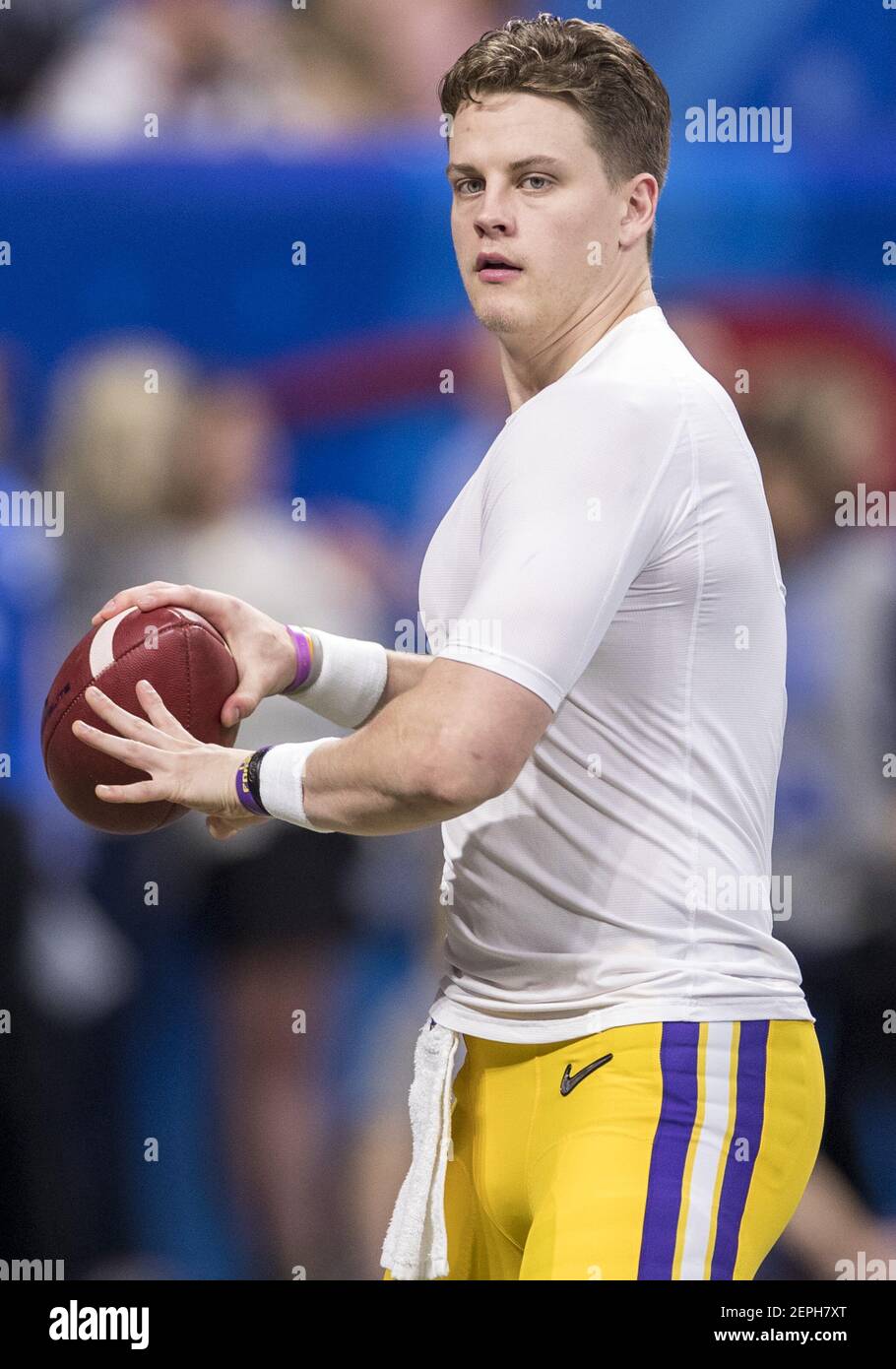 December 28, 2019: LSU quarterback Joe Burrow (9) during pregame ...