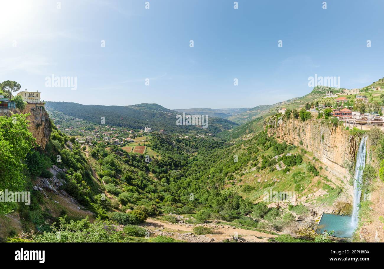 Panorama of Jezzine town and landscape with famous 90 meter high ...
