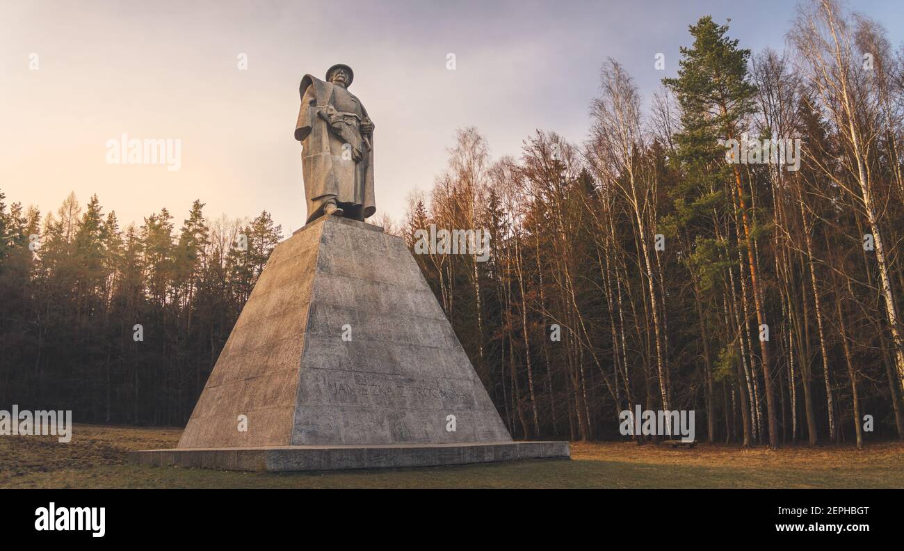 Trocnov, Czech republic - 02 26 2021: Memorial to Czech national hero ...