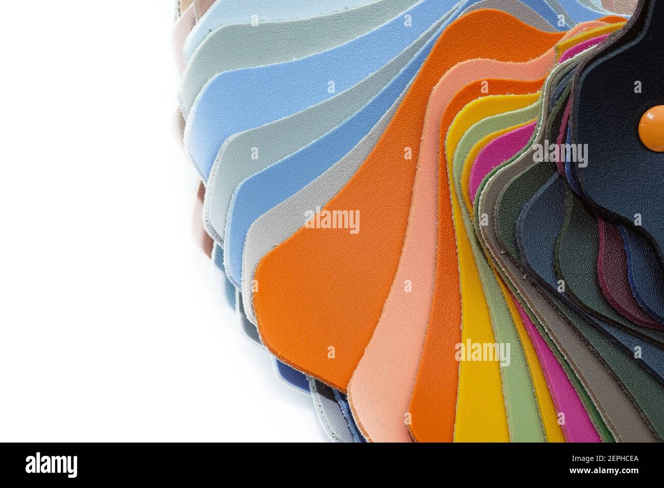 Different colors of samples of leatherette copy space. Colored ...
