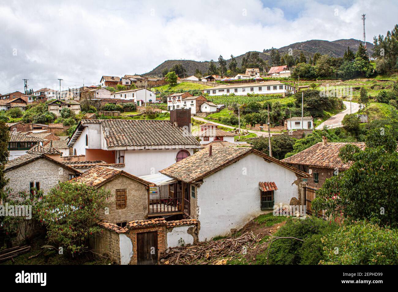 500 year old town.village,town cobbled road, Colonial houses.Terracotta ...