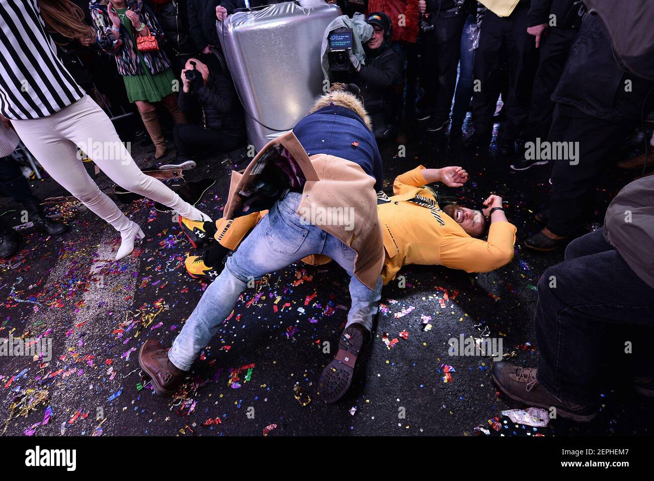 NEW YORK CITY - DECEMBER 31: (L-R) WWE stars R Truth and Mojo Rawley ...