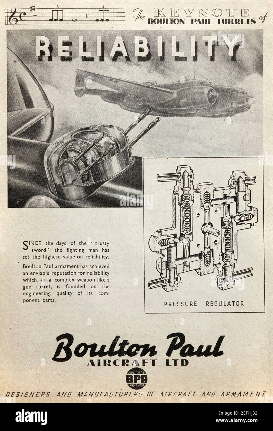 Vintage 1944 advert for British Boulton Paul gun turrets as used by RAF ...