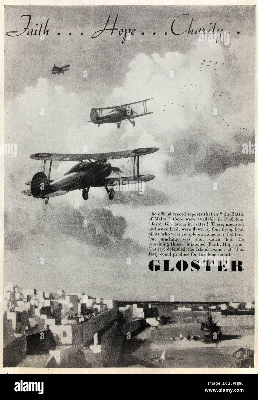 Vintage 1944 advertisement for the British Gloster aircraft ...