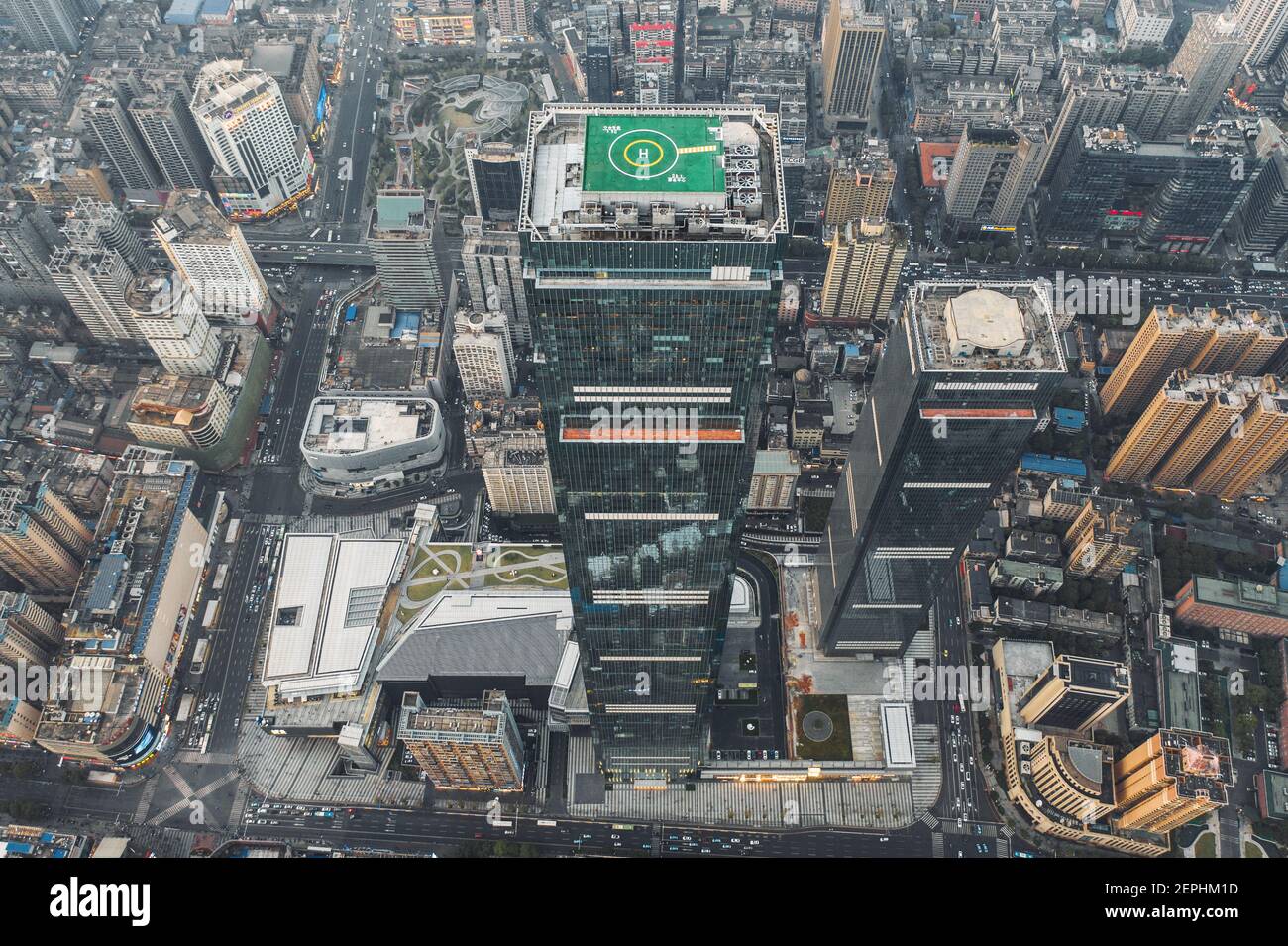 --FILE--An aerial view of Changsha International Finance Square Tower ...