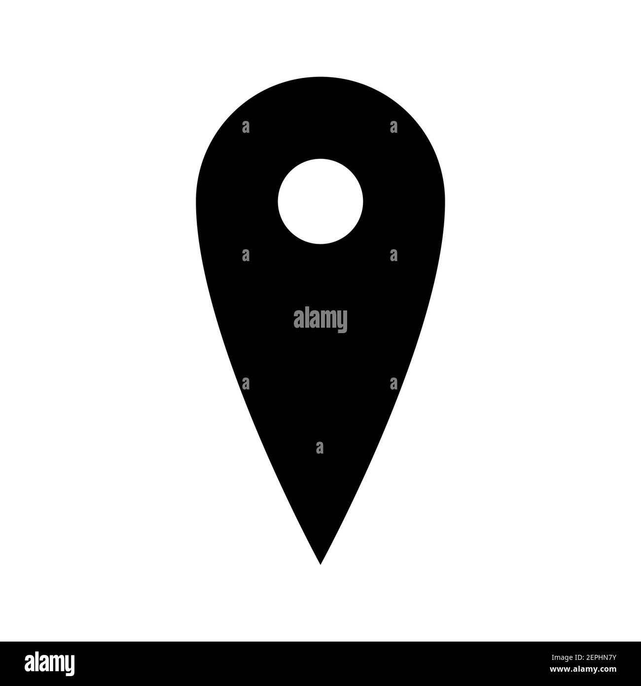 Map location icon. Long simple map mark, symbol pointer, black on white background Stock Vector ...